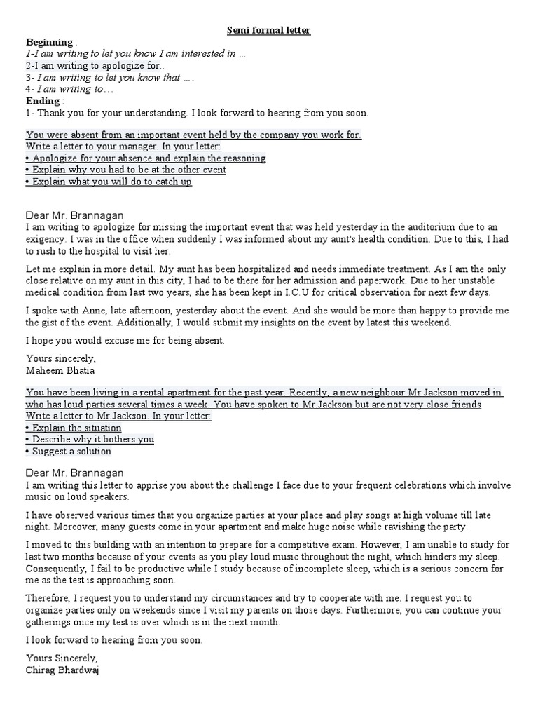 1-I Am Writing To Let You Know I Am Interested in : Semi Formal Letter ...