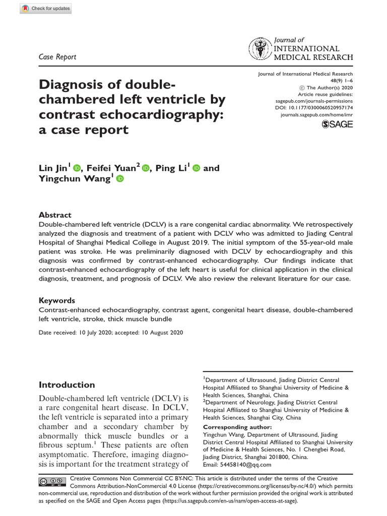 Diagnosis of Double-Chambered Left Ventricle by Contrast ...