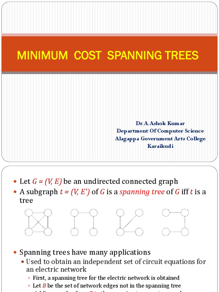 Minimum Cost Spanning Trees Pdf Discrete Mathematics Theoretical Computer Science