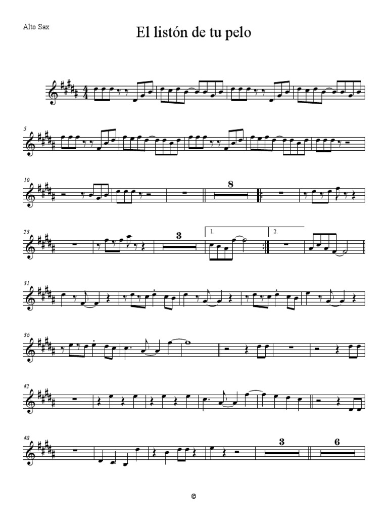 El Liston de Tu Pelo - Alto Sax | PDF