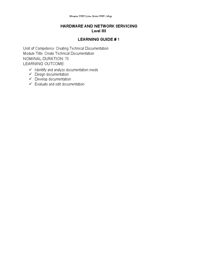 Creating Technical Documentation TTLM Final | PDF | Documentation ...