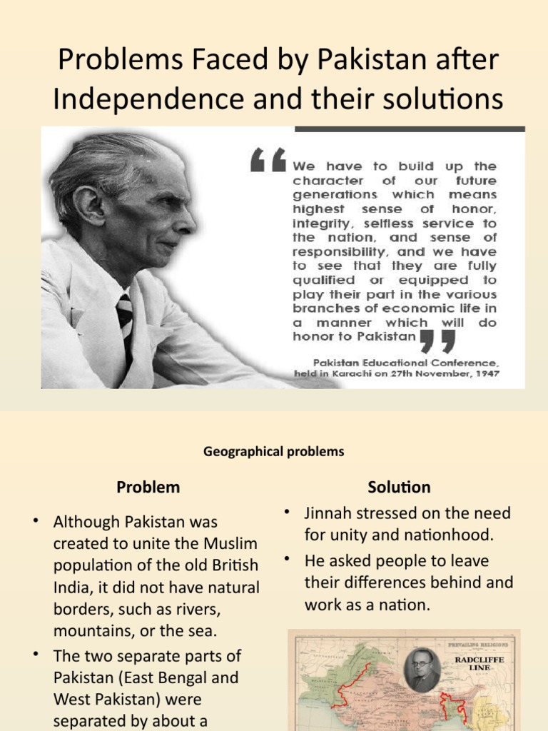 Problems Faced by Pakistan After Independence and Their | PDF | British ...