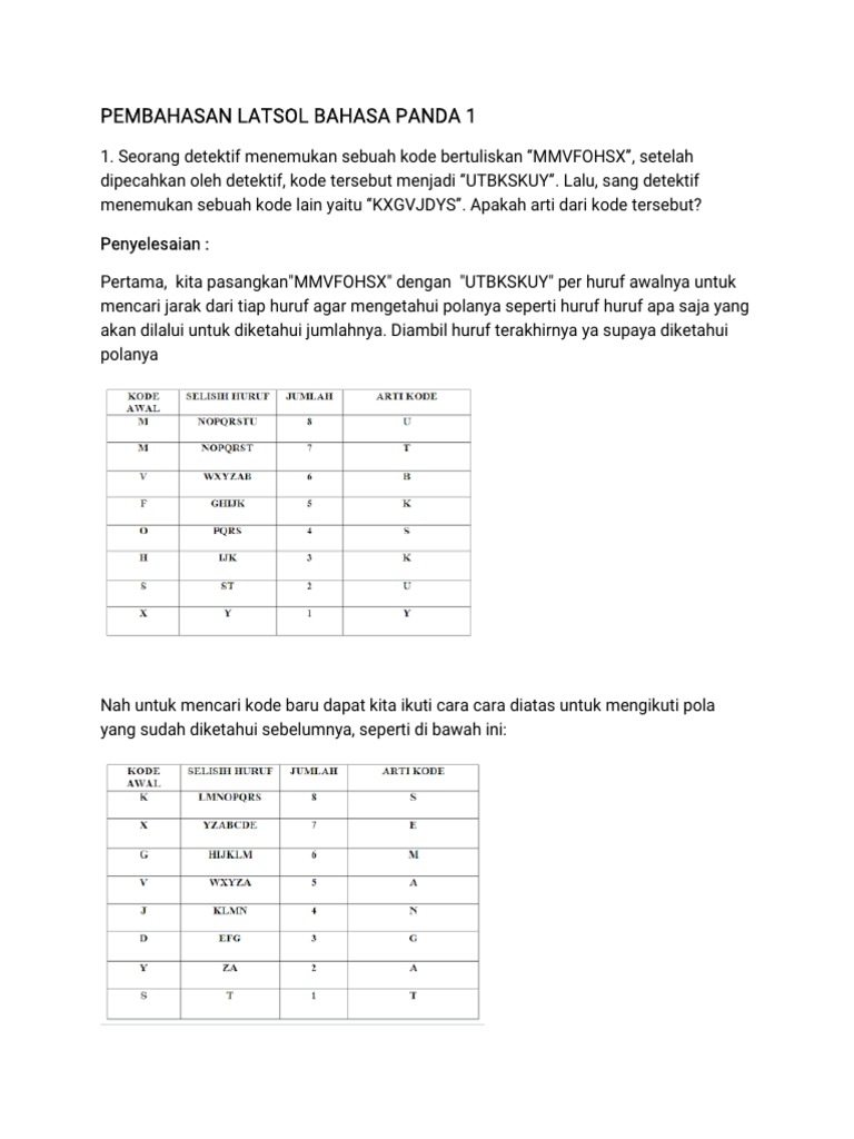 Pembahasan Quiz Bahasa Panda 1 (20 Des) | PDF