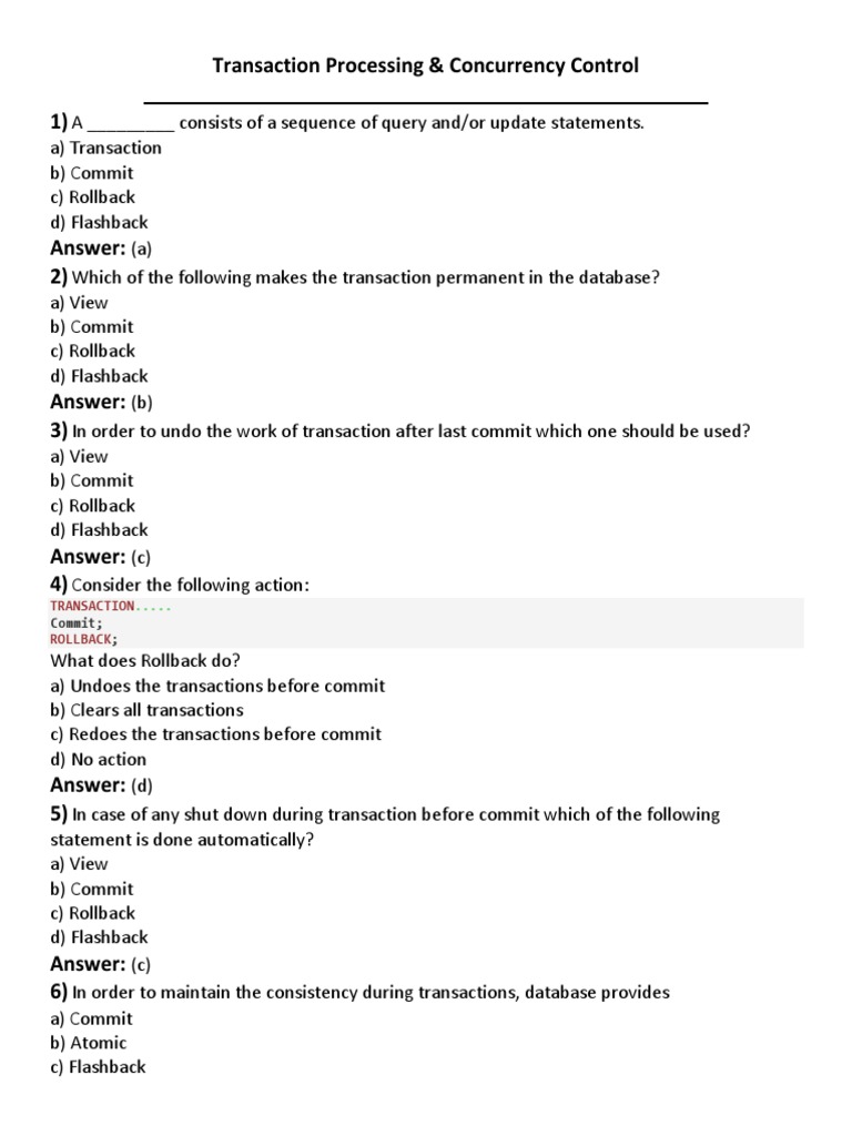 Transaction Processing And Concurrency Control 1 Pdf Database Transaction Operating System