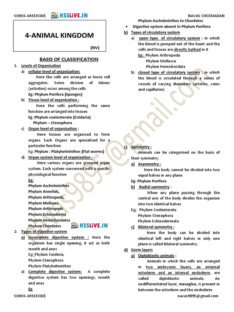 4-Animal Kingdom: Basis of Classification | PDF | Biology | Zoology