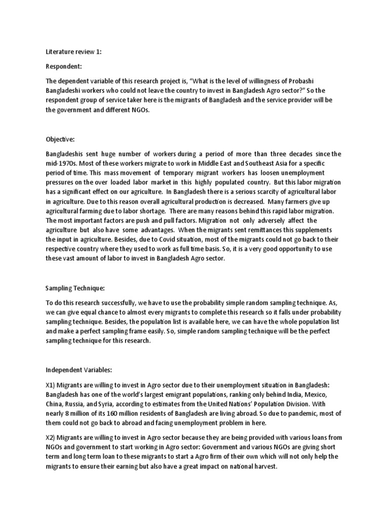 Group Project Literature Review by Sanjida | PDF | Migrant Worker ...