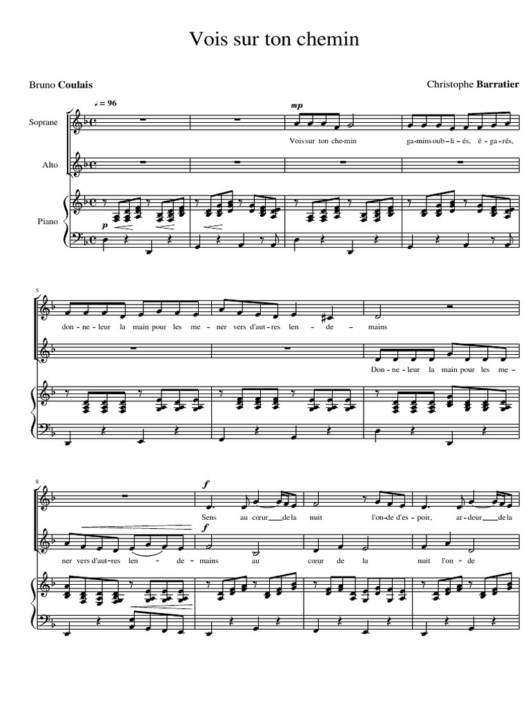 Vois Sur Ton Chemin - Les Choristes | PDF