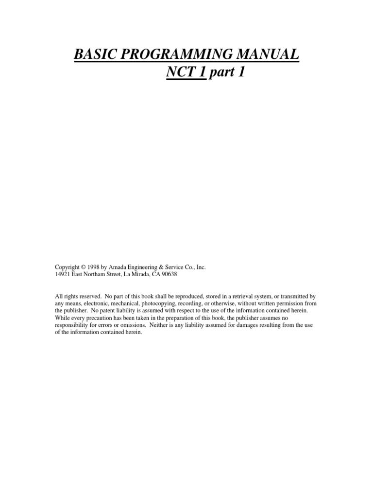Amada Basic Programming Manual NCT1 Part 1 | PDF | Subroutine