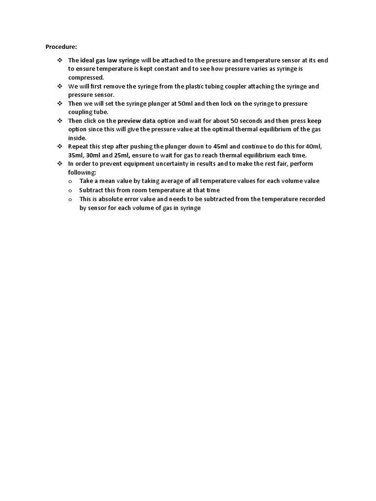 Procedure Boyles Law Ap Lab | PDF