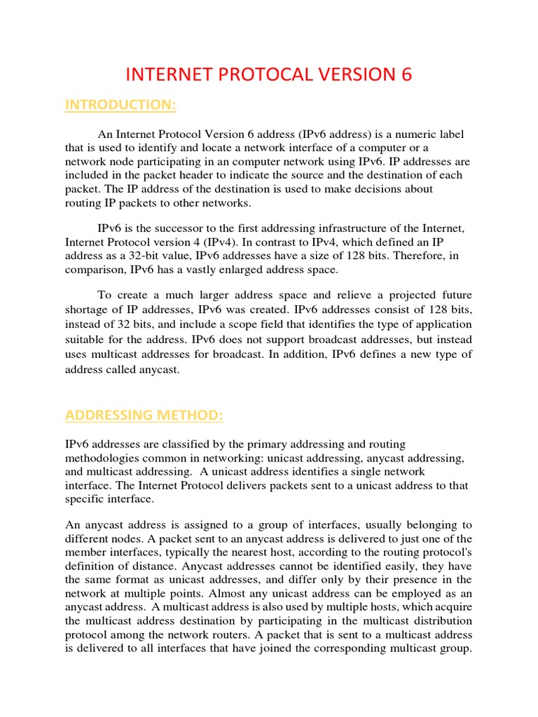 Internet Protocal Version 6 | PDF | I Pv6 | Ip Address