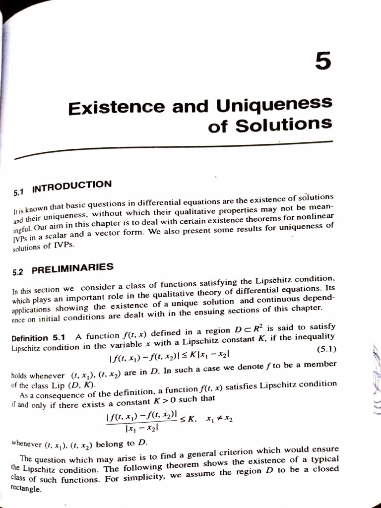 Existence and Uniqueness: of Solutions | PDF | Ordinary Differential ...