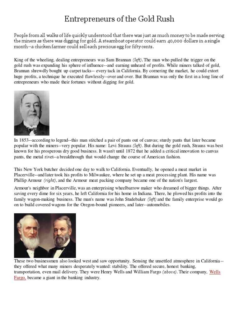 Entrepreneurs of the 1848 Gold Rush | PDF | Mark Twain | California