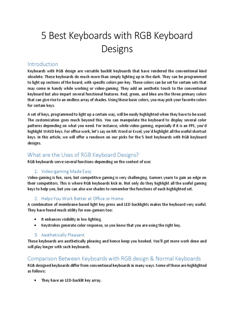 5 Best Keyboards With RGB Keyboard Designs | PDF | Rgb Color Model | Color