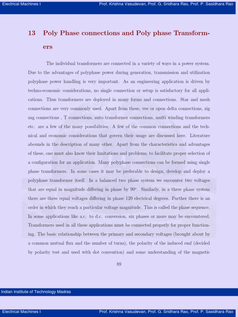3 Phase Transformer Connections | PDF | Transformer | Power (Physics)