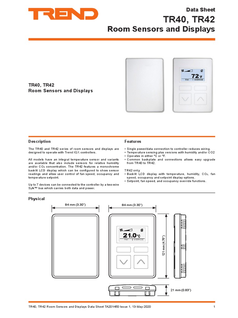 TR40, TR42: Room Sensors and Displays | PDF | Icon (Computing) | Menu ...