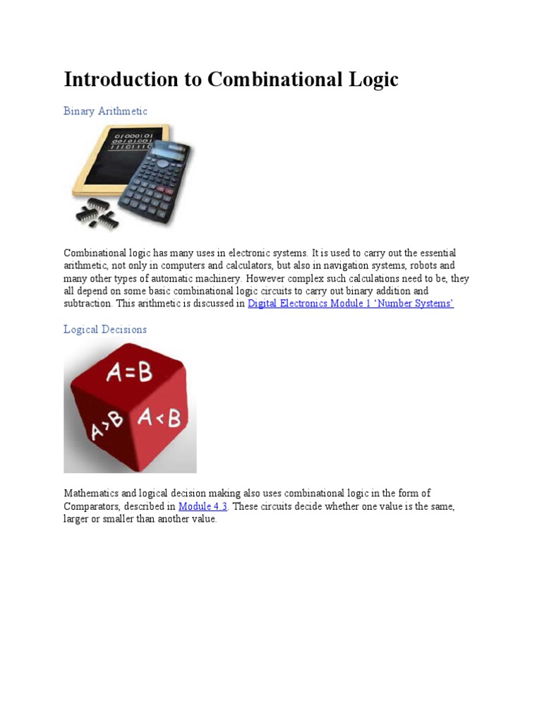 Introduction To Combinational Logic: Binary Arithmetic | PDF | Logic Gate | Electronic Circuits