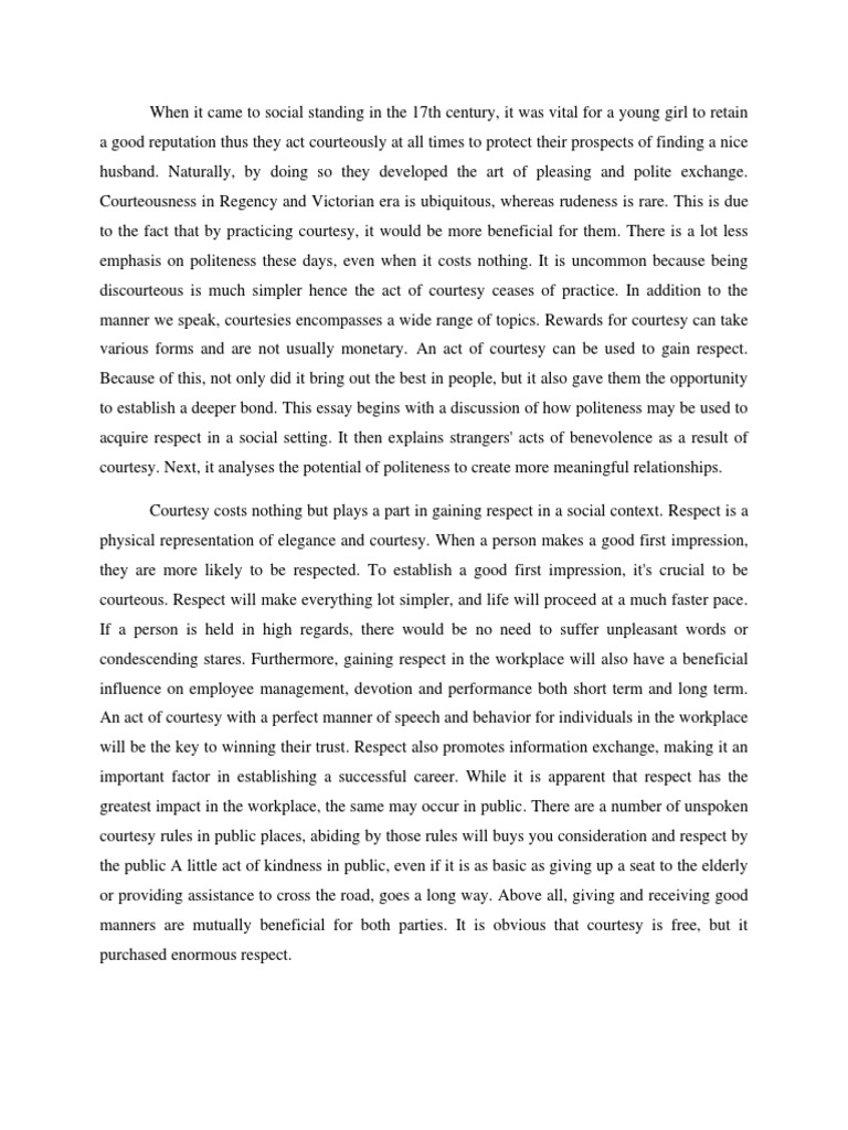 The Power of Courtesy in Social Dynamics | PDF | Communication | Social ...