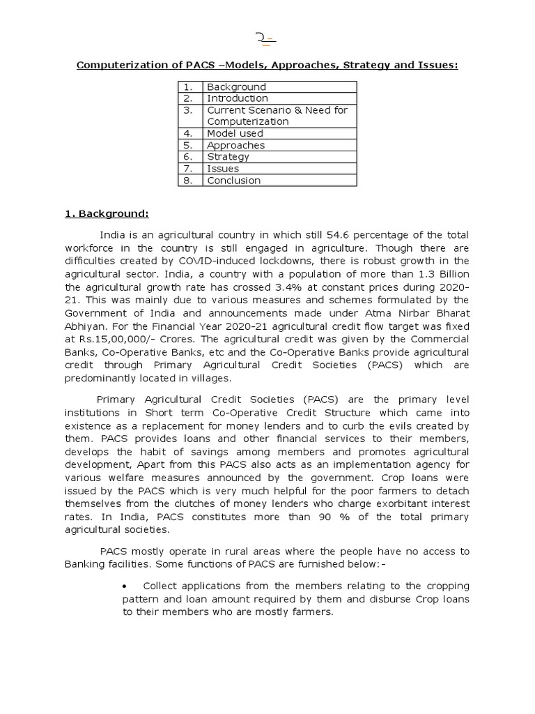 Computerization of PACS | PDF | Loans | Banks