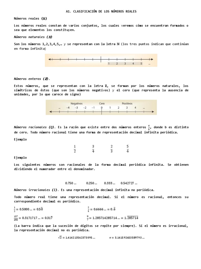 A1. Clasificación de Los Números Reales | PDF | Números | Número Real