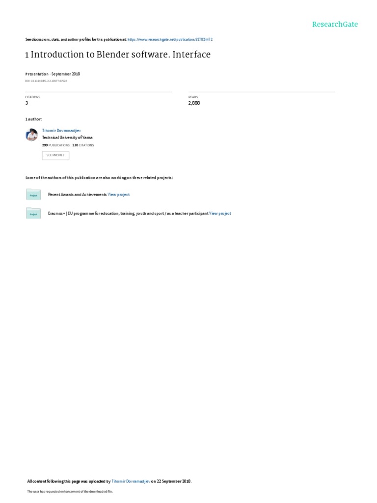 1 Introduction To Blender Software. Interface: September 2018 ...