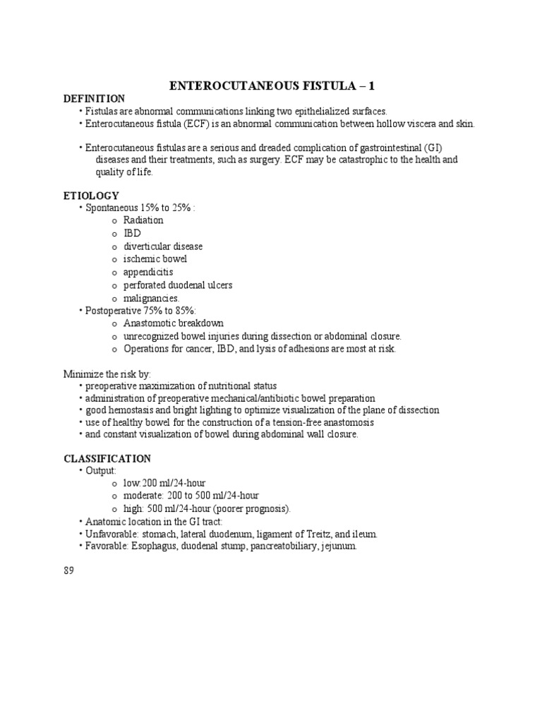 Enterocutaneous Fistula | PDF | Gastrointestinal Tract | Inflammatory ...