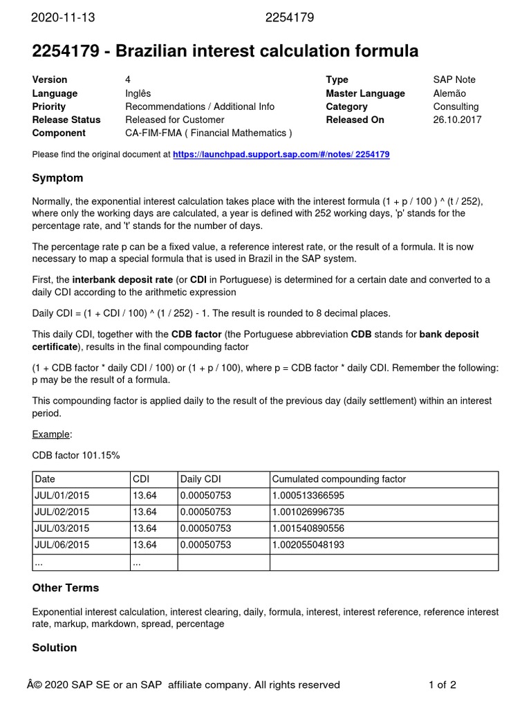 Brazilian Interest Calculation Formula | PDF | Interest | Interest Rates
