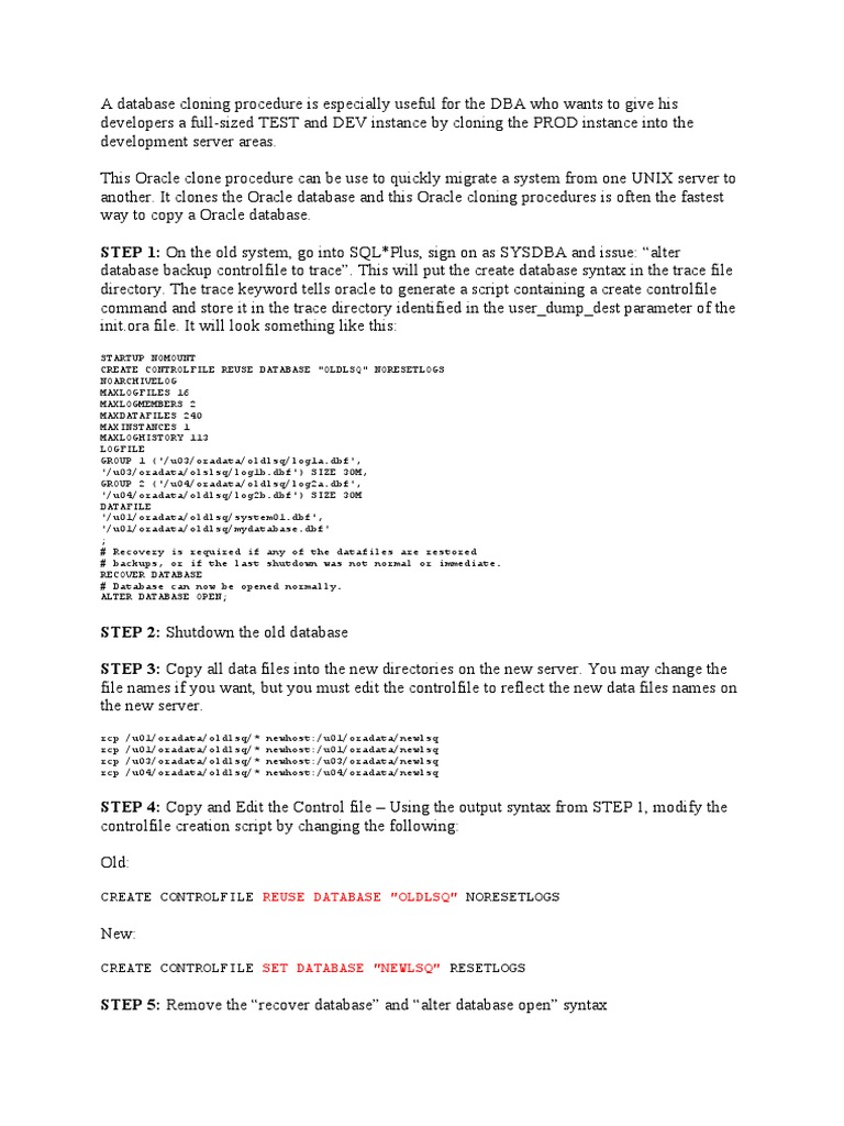 Clone Database | PDF | Oracle Database | Databases