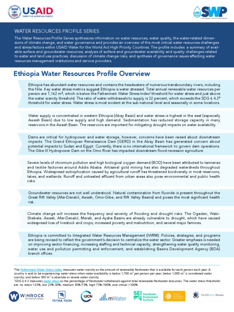 Ethiopia Water Resources Profile Overview | PDF | Water Scarcity ...