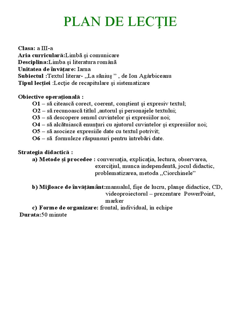 31 Plan de Lectie | PDF