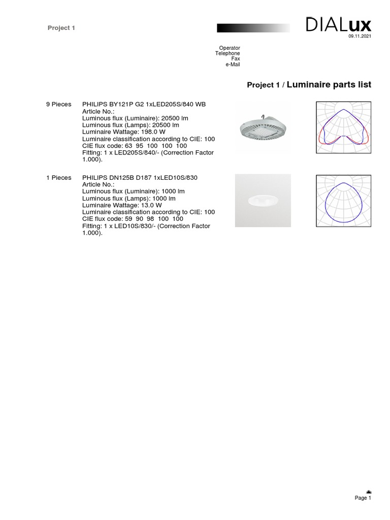 Luminaire Parts List: Project 1 | PDF | Lighting | Electromagnetic Spectrum