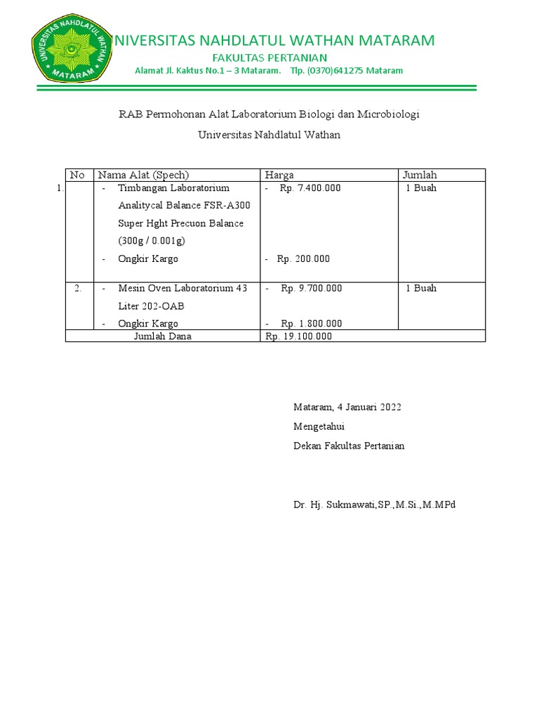 RAB Permohonan Alat Laboratorium Biologi Dan Microbiologi | PDF | Teknologi & Rekayasa