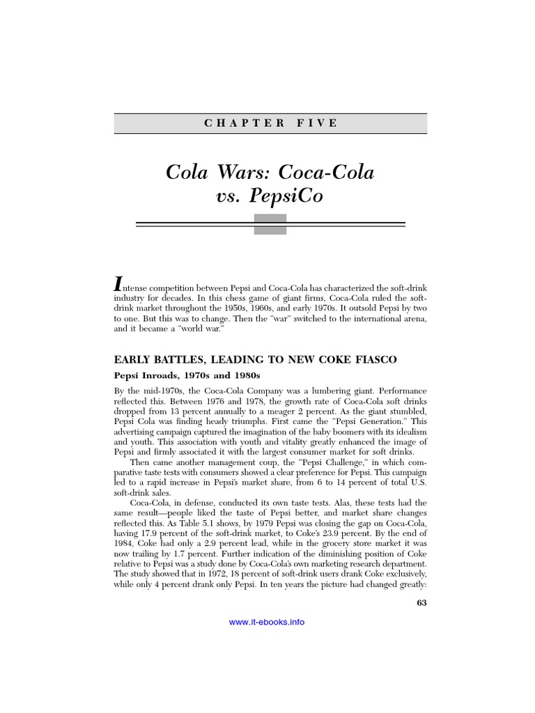 Cola Wars Coca Cola Vs Pepsico Chapter Five Pdf Coca Cola Pepsi Co