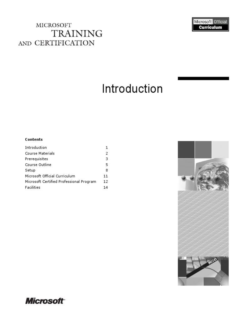 1 Course Materials 2 Prerequisites 3 Course Outline 5 Setup 8 Microsoft ...