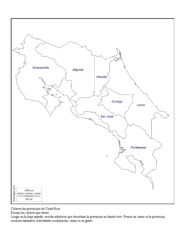 Colorea y Describe Provincias de Costa Rica | PDF | Ciencias sociales