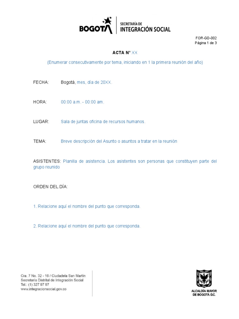 For GD 002 v1 Formato Acta | PDF