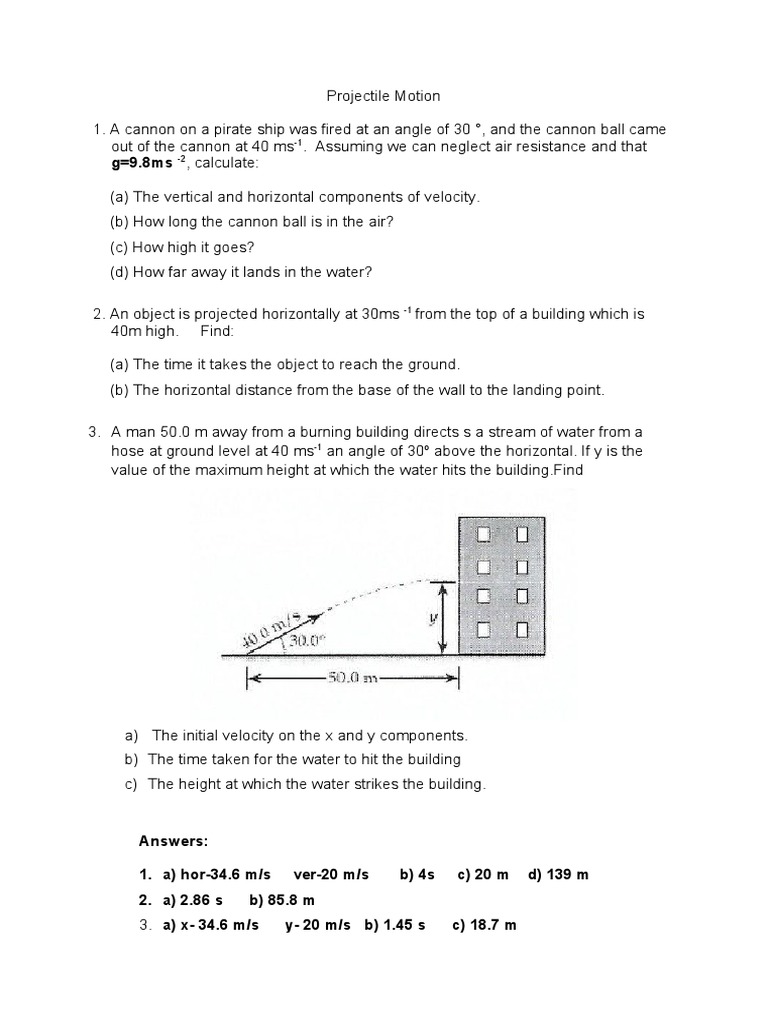 Projectile Motion at An Angle Question | PDF | Science & Mathematics