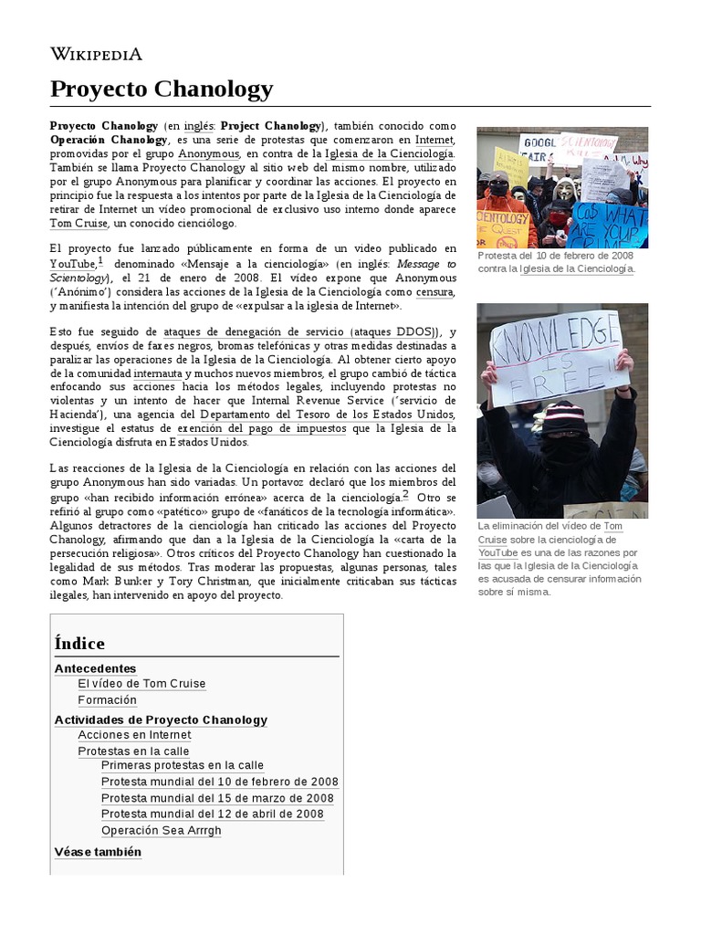 Proyecto Chanology | PDF | ciberespacio | Religiones Ovni