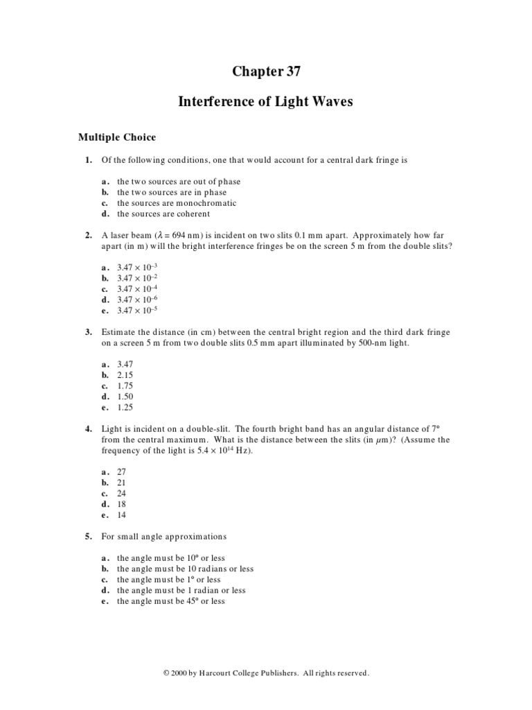 CH 37 | PDF | Wavelength | Light