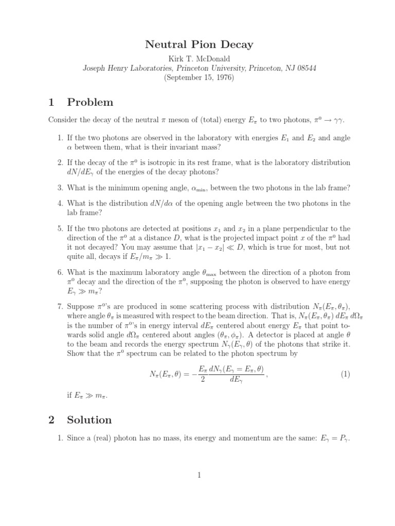 Pi On Decay | PDF | Photon | Spacetime