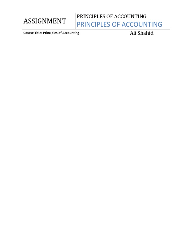 Assignment: Principles of Accounting | PDF | Financial Statement ...