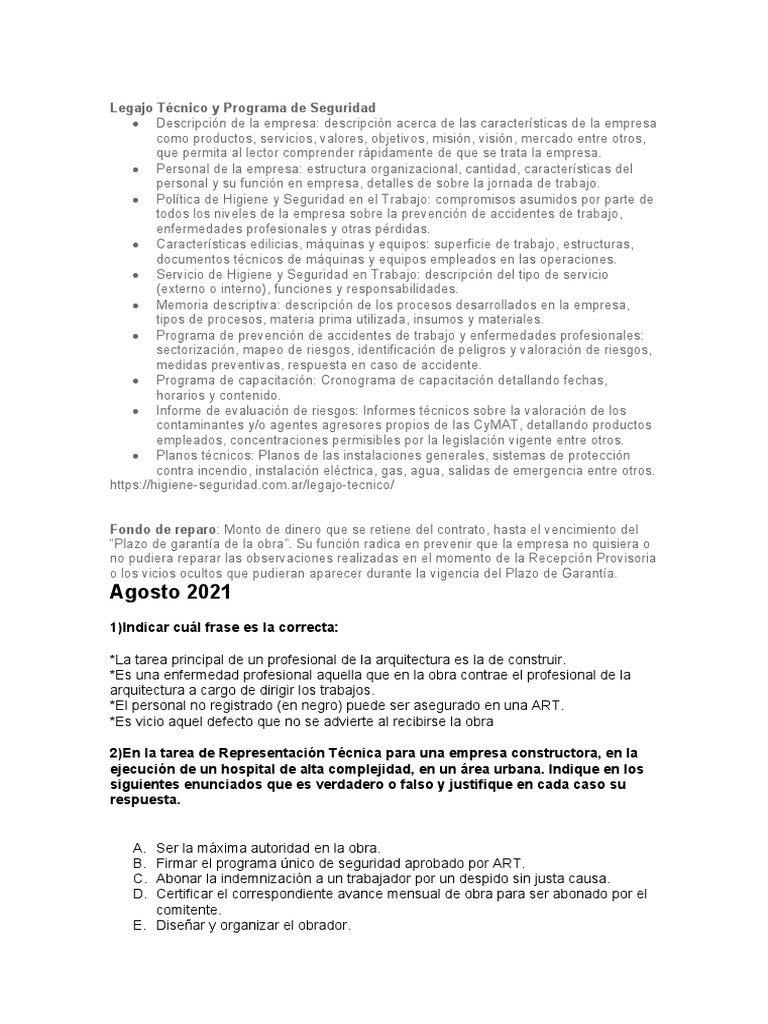 C3 Legajo Técnico y Programa de Seguridad | PDF | Seguridad y salud ocupacional | Sectores ...