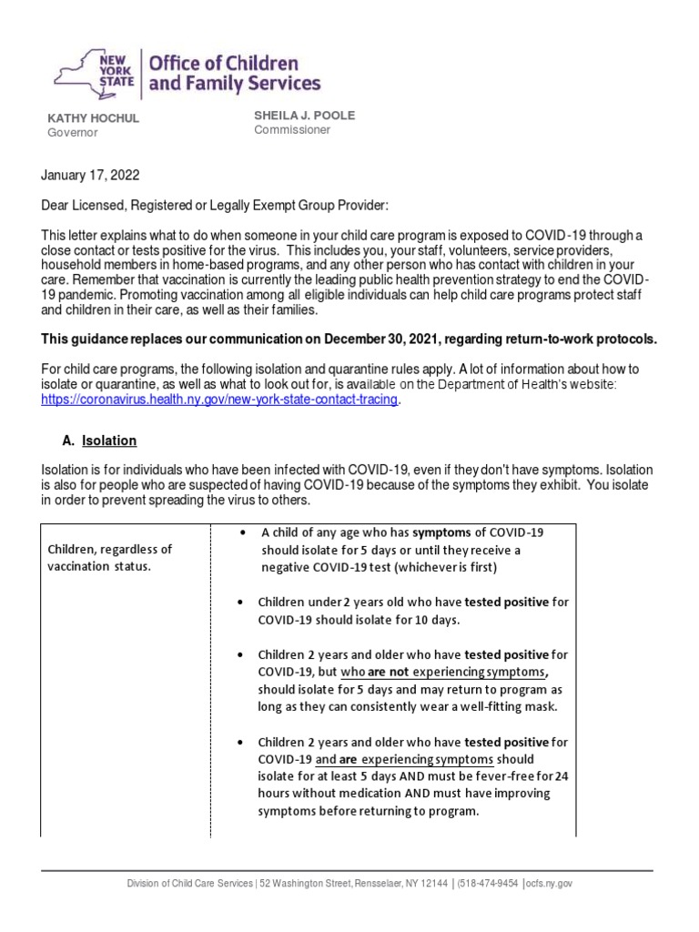 NYSDOH Child Care Guidance | PDF | Centers For Disease Control And ...