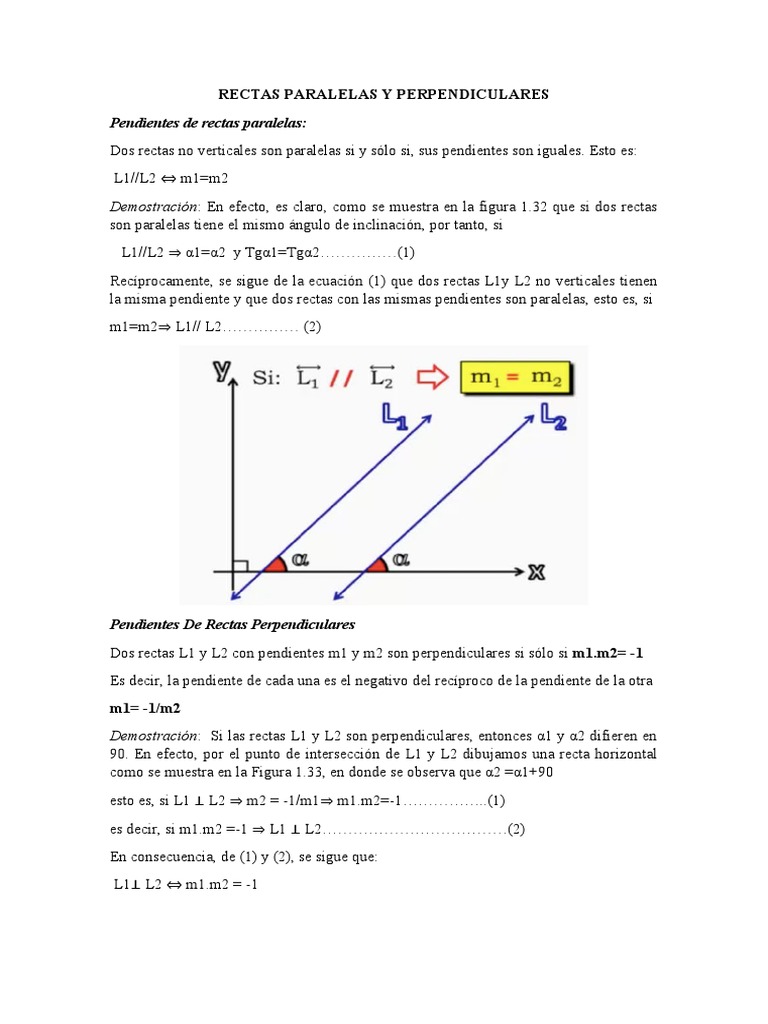 Rectas Paralelas y Perpendiculares | PDF | Pendiente | Triángulo