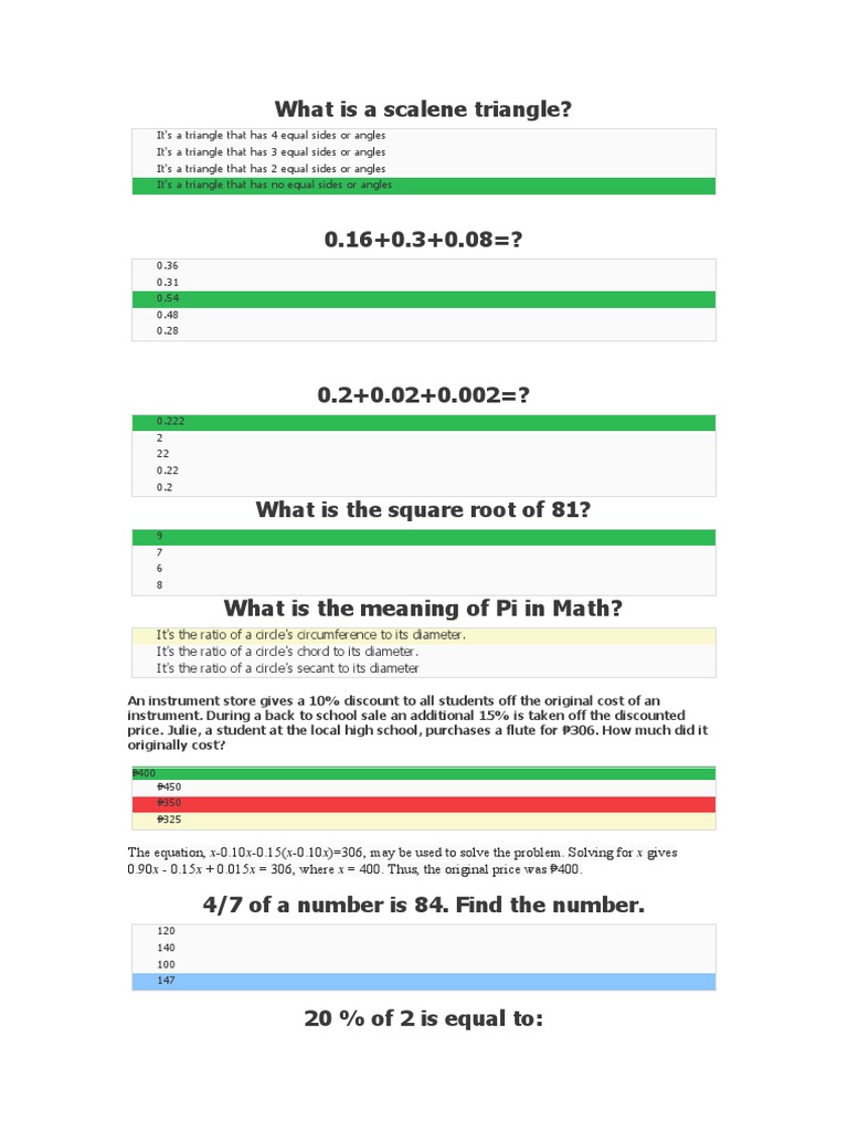 What Is A Scalene Triangle?: What Is The Meaning of Pi in Math? | PDF ...