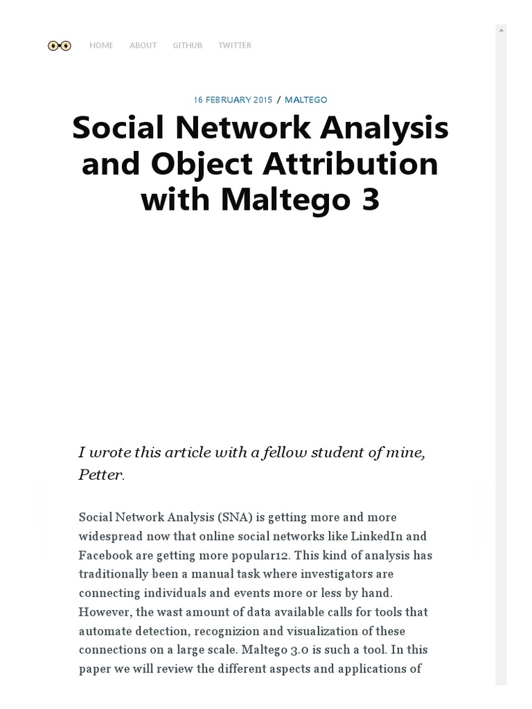 Social Network Analysis and Object Attribution With Maltego 3 | PDF ...