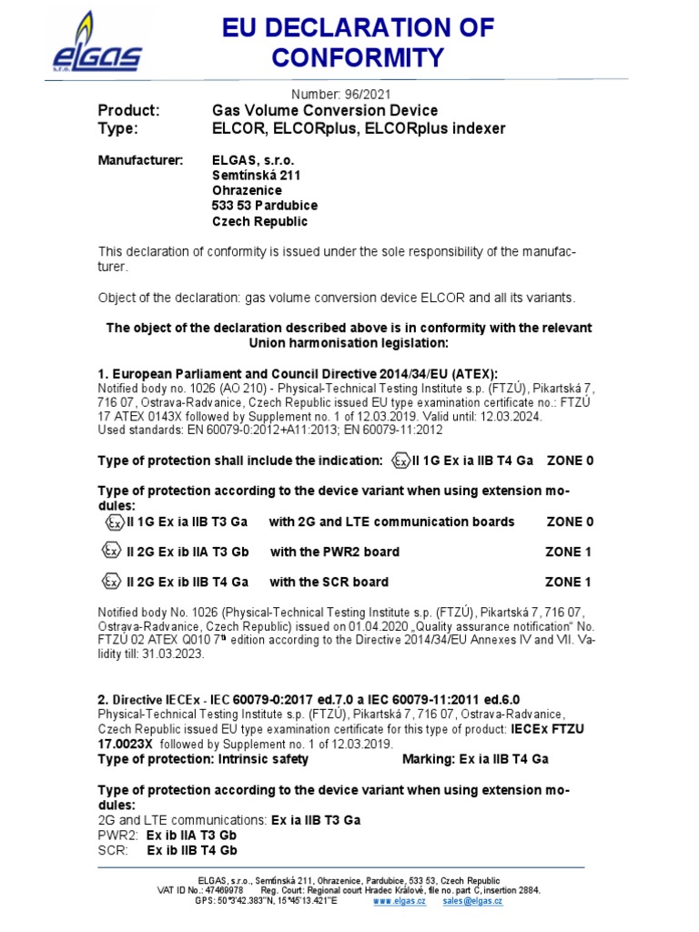 Product: Gas Volume Conversion Device Type: Elcor, Elcorplus, Elcorplus ...