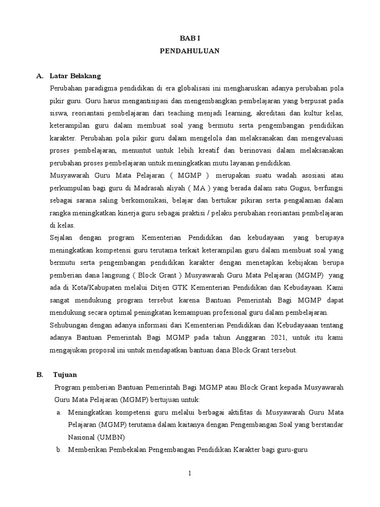 Proposal MGMP PPKN TP 2021 | PDF