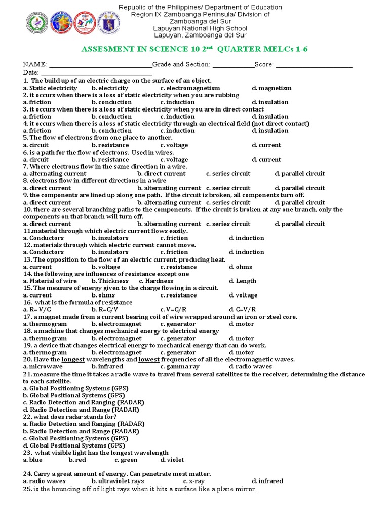2nd Quarter - Science 10 | PDF | Reflection (Physics) | Electrical ...