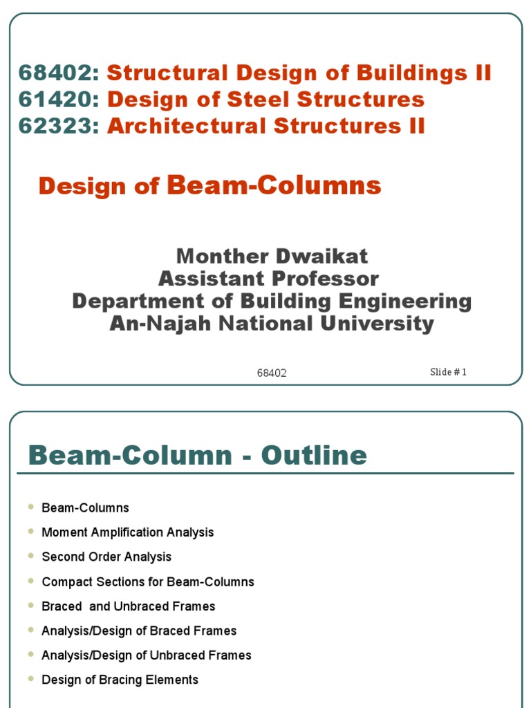 Steel - Ch5 Beam Column 1 | PDF | Bending | Buckling