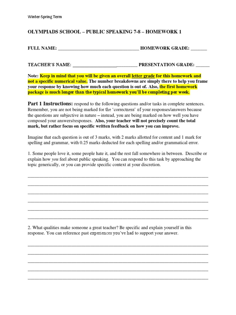 Olympiads School - Public Speaking 7-8 - Homework 1: Part 1 ...